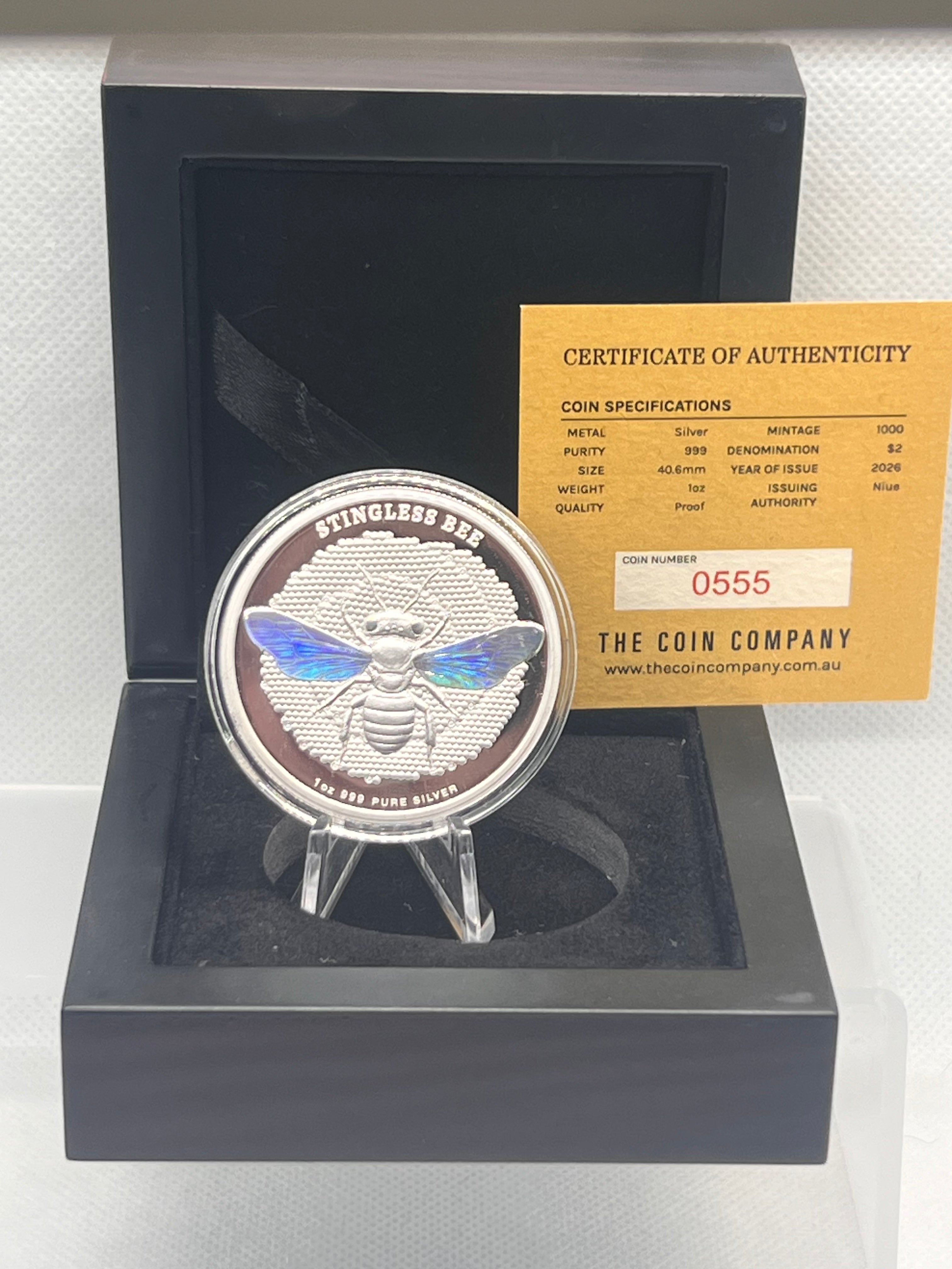 2026 Australian Native Bees Stingless Bee Hologram 1oz Silver Proof Co ...